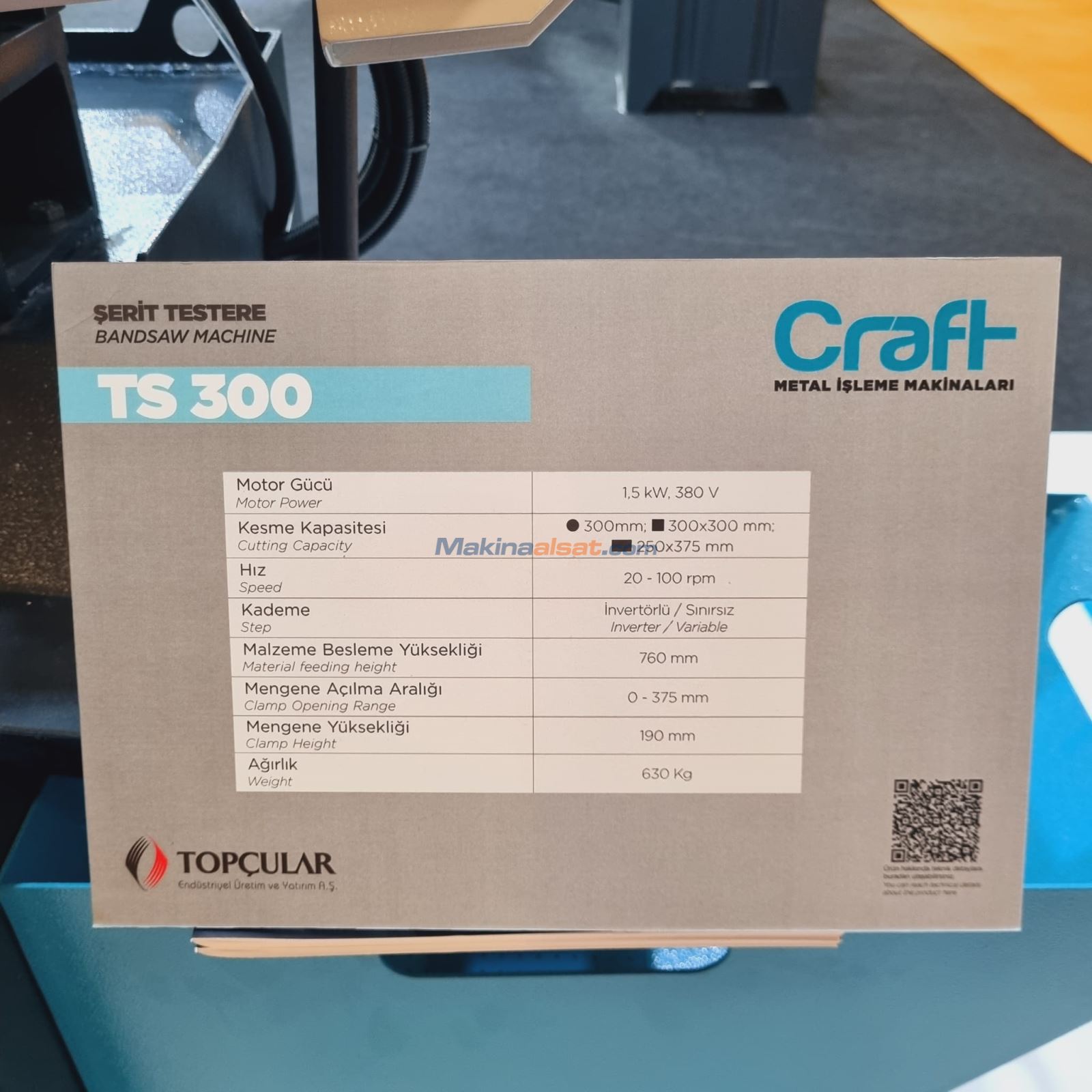 Satılık ikinci el OZCO TS300 YARI OTOMATİK DÜZ KESİM ŞERİT TESTERE ...