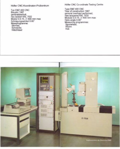 HOFLER EMZ-400 DİŞLİ ÖLÇME Used Gear Testing Machines machine for sale