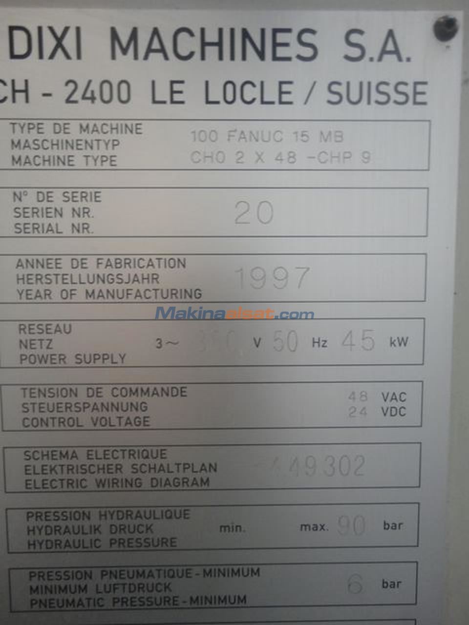 DIXI 100 / CHO 2x48 - CHP 9 CNC Yatay işlem Used Horizontal Machining Center machine for sale