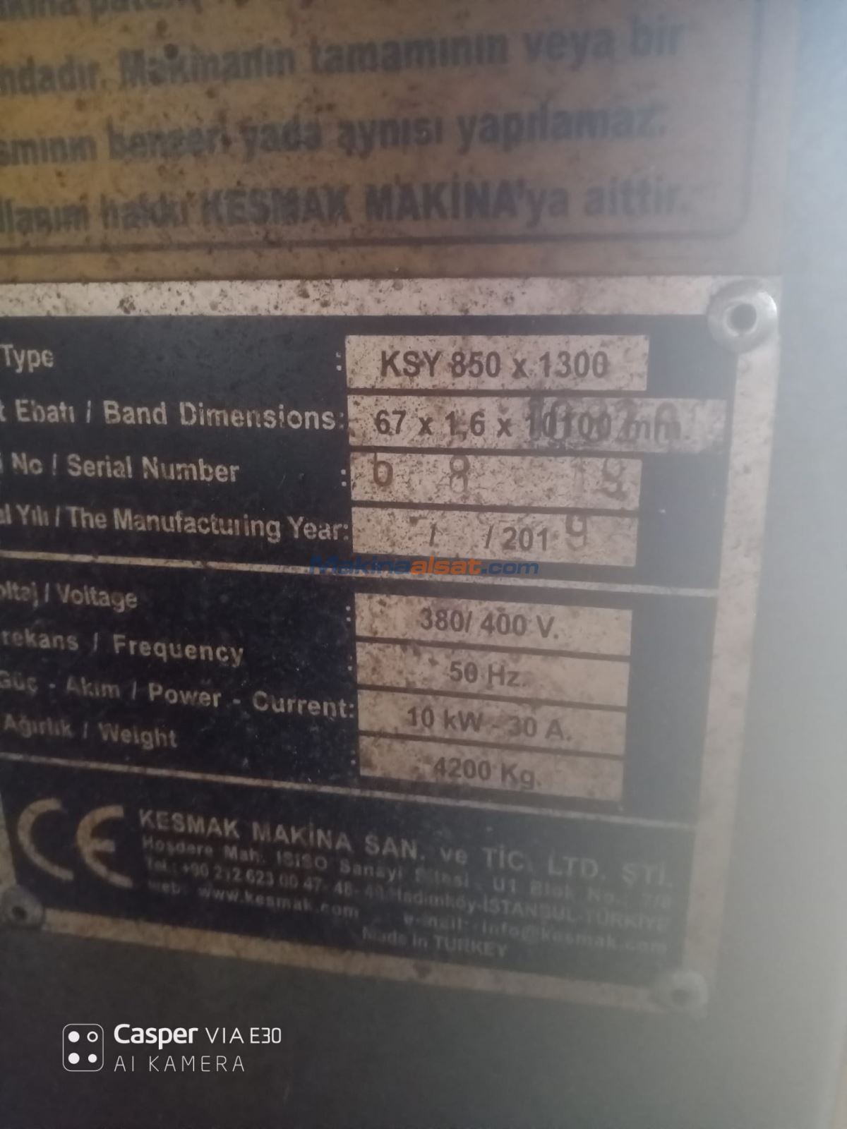 KESMAK KSY 850 x 1300 TAM OTOMATİK KESME Used Band Sawing Machine ...