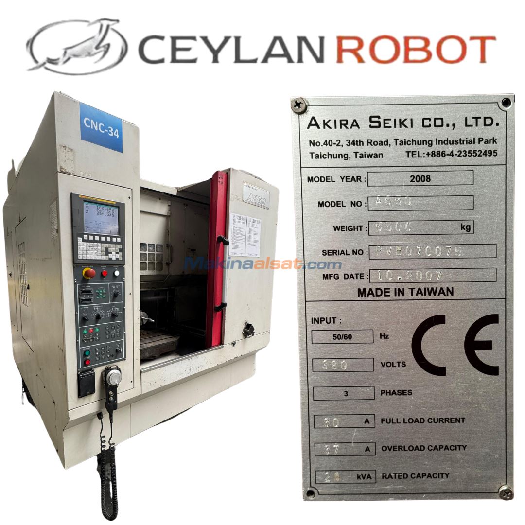 Satılık ikinci el Akira Seiki A650 Dikey İşleme Merkezi CNC Dik İşlem ...