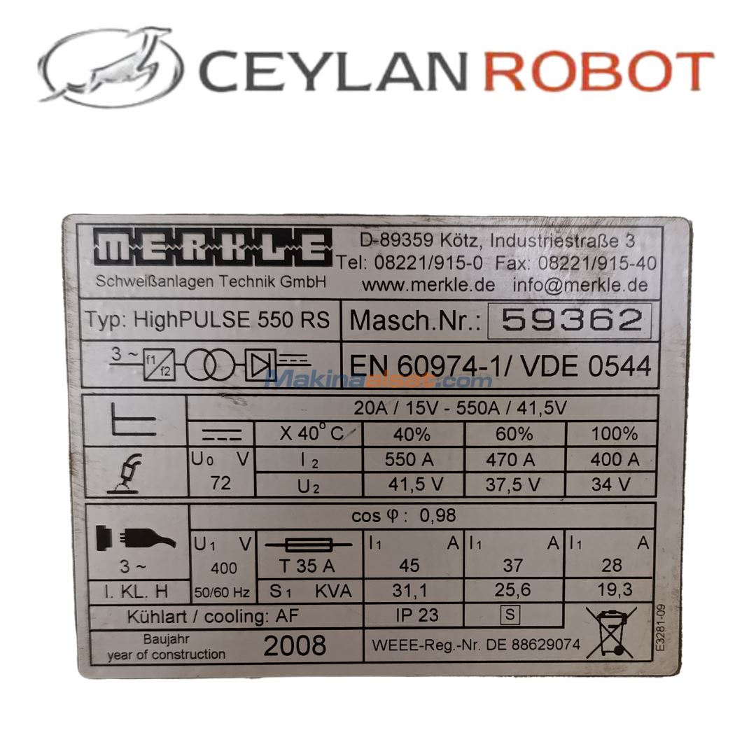 Satılık ikinci el MERKLE HighPULSE 550 RS Tig Kaynak makinesi