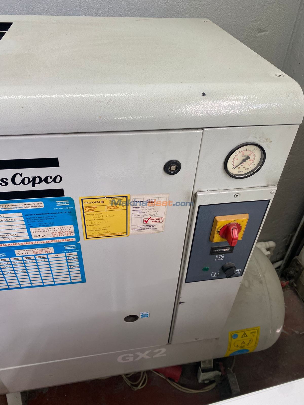 Satılık ikinci el ATLAS COPCO 200 Litre VİDALI KOMPRESÖR Vidalı ...
