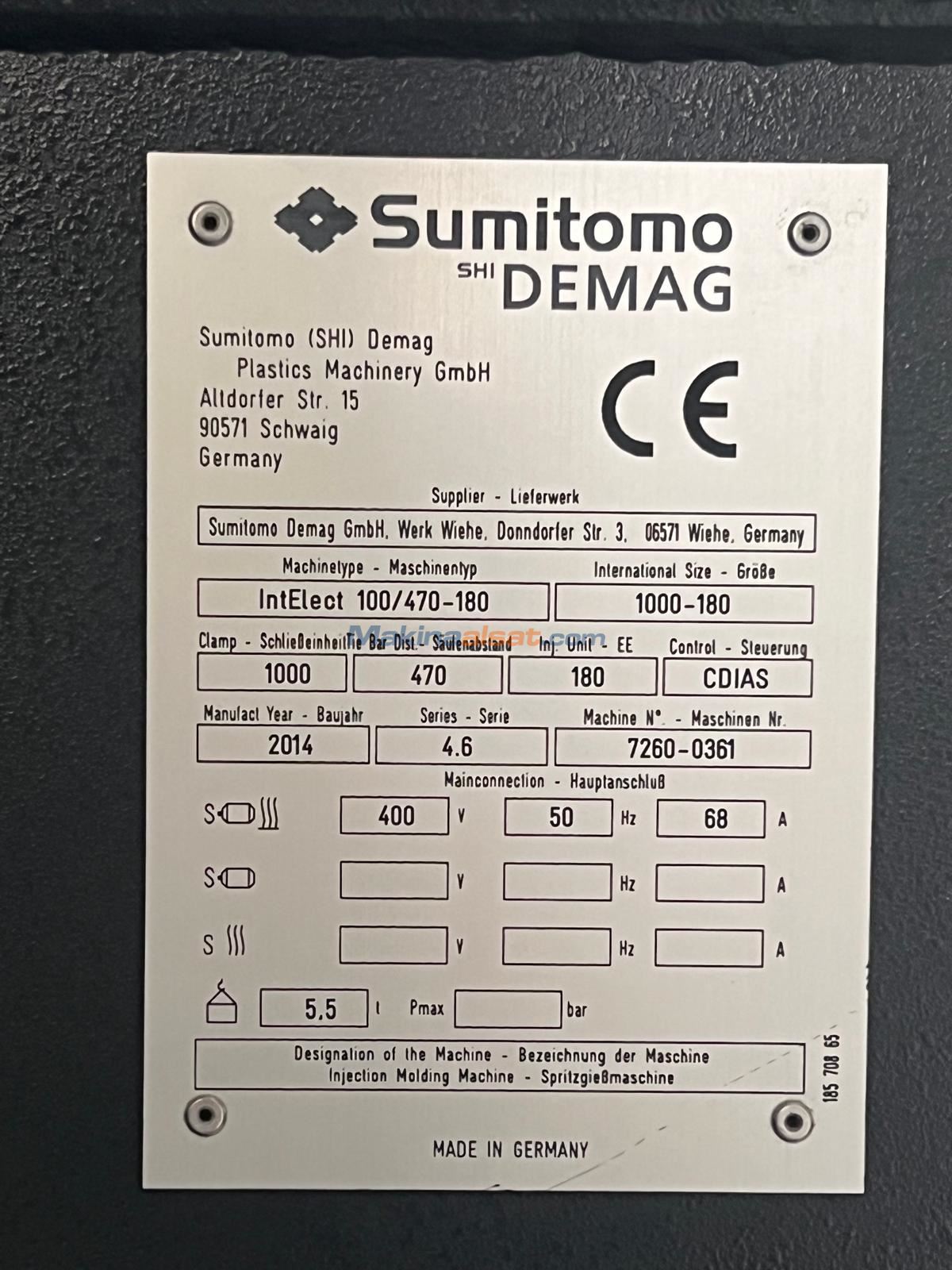 Satılık ikinci el Sumitomo IntElect 100/470-180 Plastik Enjeksiyon ...